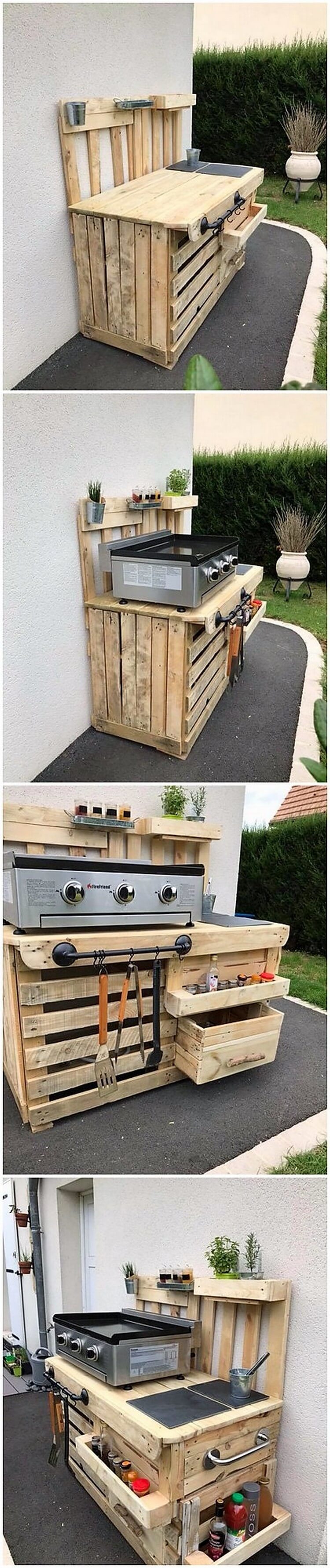 Recycled Wood Pallet Outdoor Kitchen Idea | Wooden Pallet Ideas